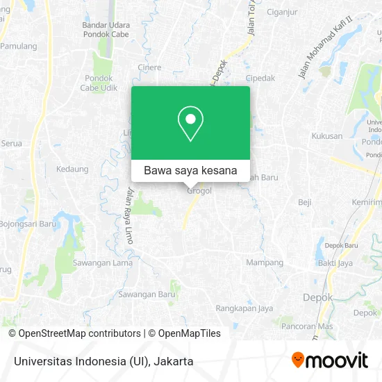 Cara ke Universitas Indonesia (UI) di Depok menggunakan bis atau kereta?