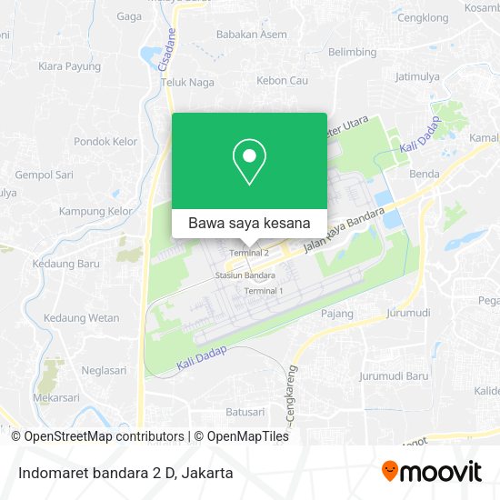 Cara ke Indomaret bandara 2 D di Kota Tangerang menggunakan bis atau kereta?