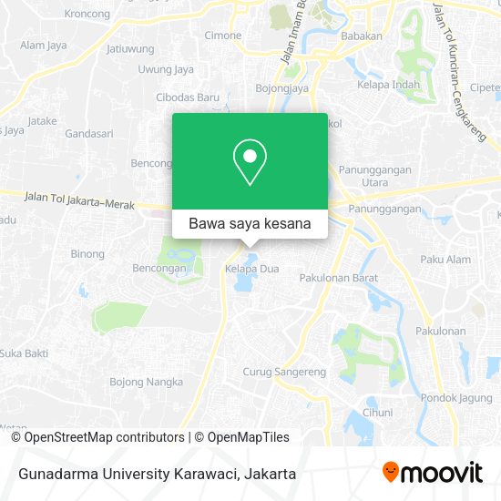 Cara ke Gunadarma University Karawaci di Tangerang menggunakan bis atau kereta?