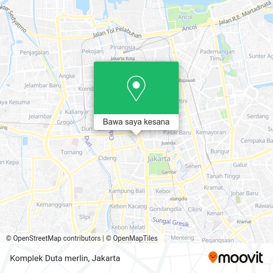 Cara ke Komplek Duta merlin di Jakarta Pusat menggunakan bis, kereta atau mrt?