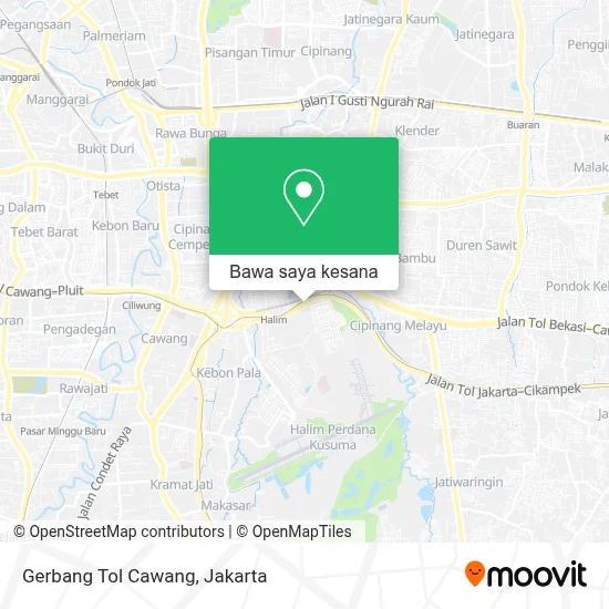 Cara ke Gerbang Tol Cawang di Jakarta Timur menggunakan bis atau kereta?