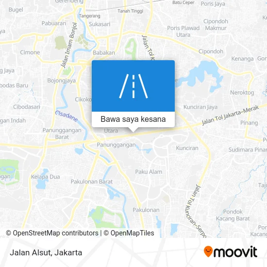 Bagaimana menuju ke Jalan Alsut, Kota Tangerang dengan bis atau kereta?