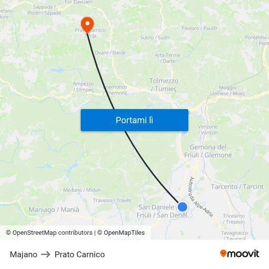 Da Majano a Prato Carnico con i mezzi pubblici