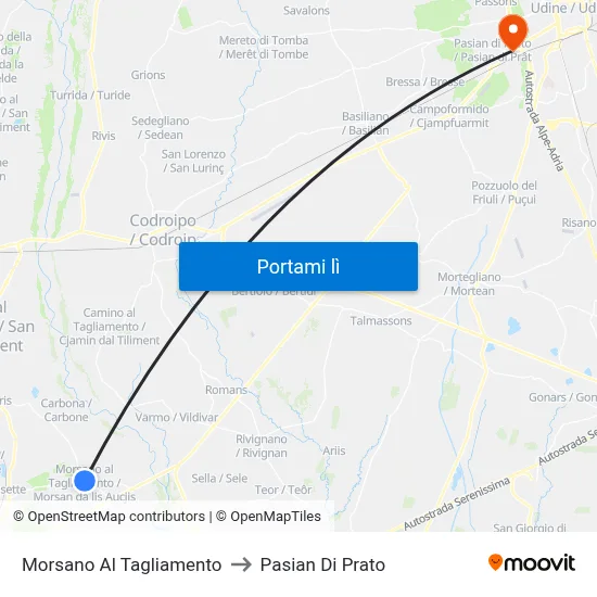 Da Morsano Al Tagliamento a Pasian Di Prato con i mezzi pubblici