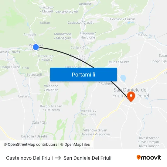 Da Castelnovo Del Friuli a San Daniele Del Friuli con i mezzi pubblici