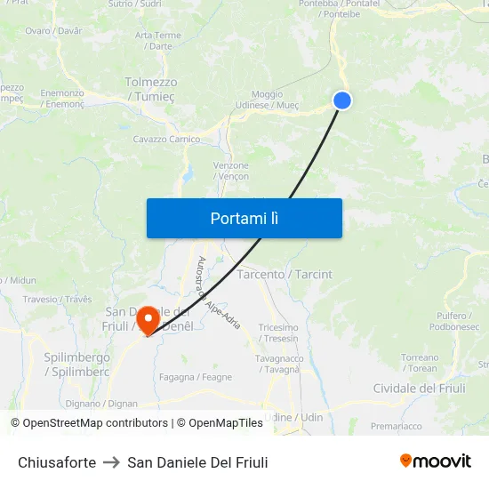 Da Chiusaforte a San Daniele Del Friuli con i mezzi pubblici