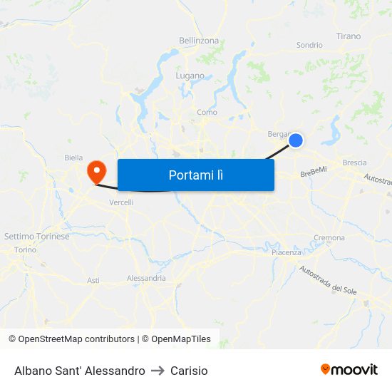 Da Albano Sant' Alessandro a Carisio con i mezzi pubblici