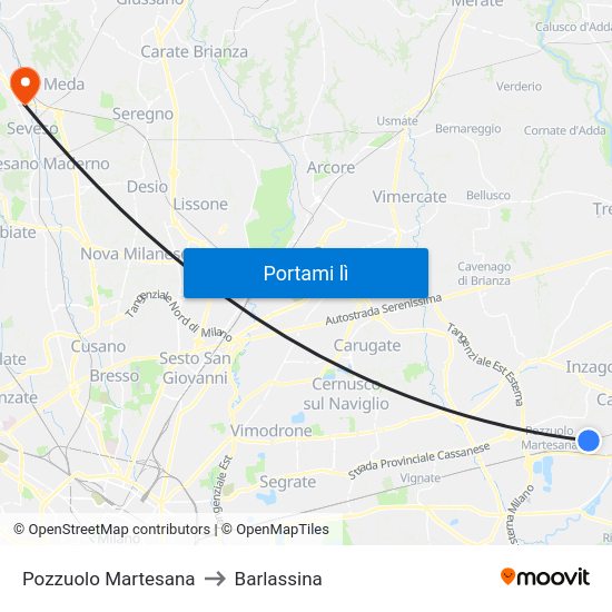 Da Pozzuolo Martesana a Barlassina con i mezzi pubblici