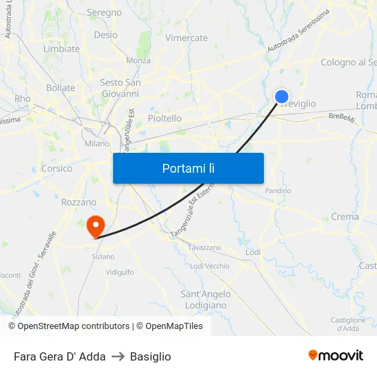 Da Fara Gera D' Adda a Basiglio con i mezzi pubblici