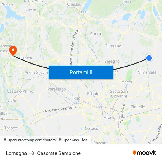 Da Lomagna a Casorate Sempione con i mezzi pubblici