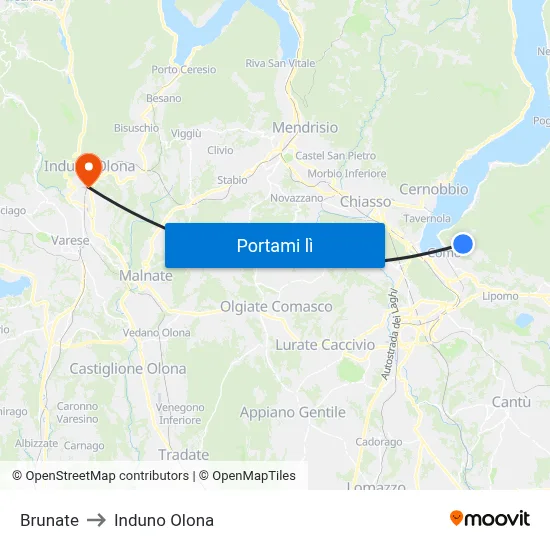 Da Brunate a Induno Olona con i mezzi pubblici