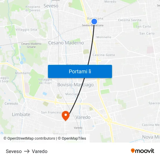 Da Seveso a Varedo con i mezzi pubblici