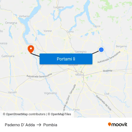 Da Paderno D' Adda a Pombia con i mezzi pubblici