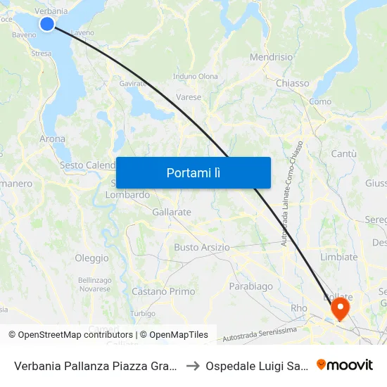 Da Verbania Pallanza Piazza Gramsci a Ospedale Luigi Sacco con i mezzi ...