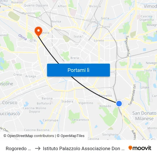 Da Rogoredo FS M3 a Istituto Palazzolo Associazione Don Gnocchi Onlus ...
