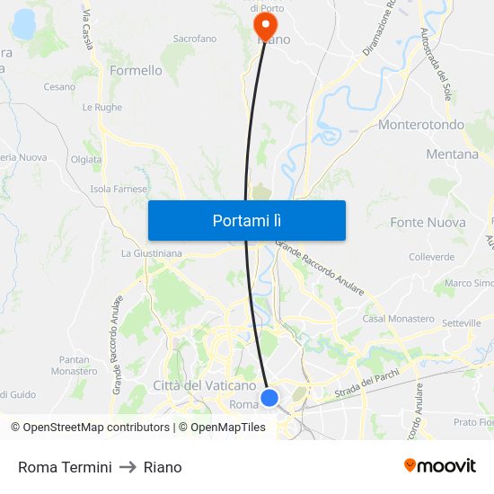 Da Roma Termini a Riano con i mezzi pubblici