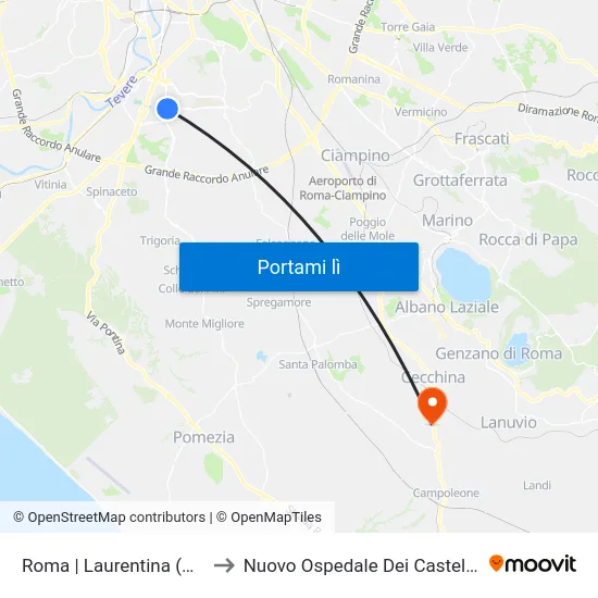 Da Roma | Laurentina (Metro B) a Nuovo Ospedale Dei Castelli Romani con ...