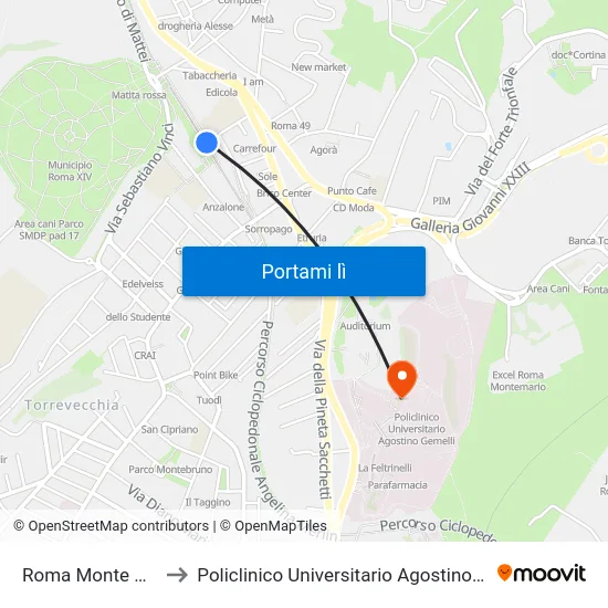 Da Roma Monte Mario a Policlinico Universitario Agostino Gemelli con i ...