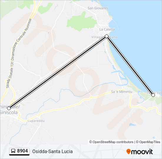 Linea 8904: orari, fermate e mappe - Siniscola Via Gramsci 36 (Aggiornato)
