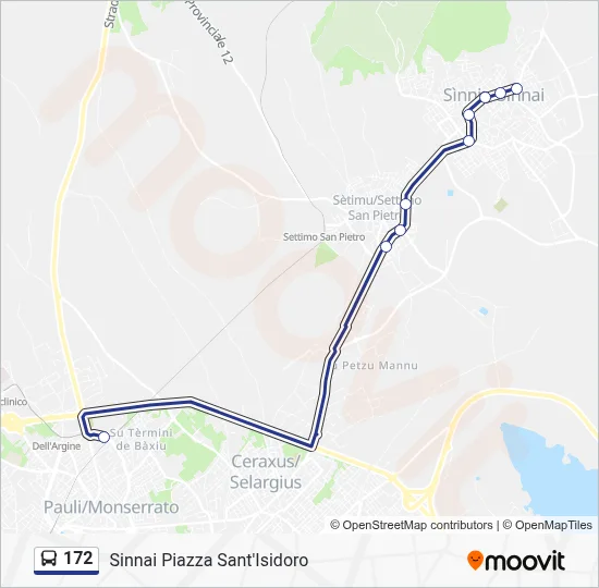 Linea 172: orari, fermate e mappe - Sinnai Piazza Sant'Isidoro (Aggiornato)