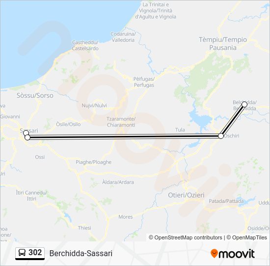 302 Route: Schedules, Stops & Maps - Berchidda (Piazza Del Popolo ...