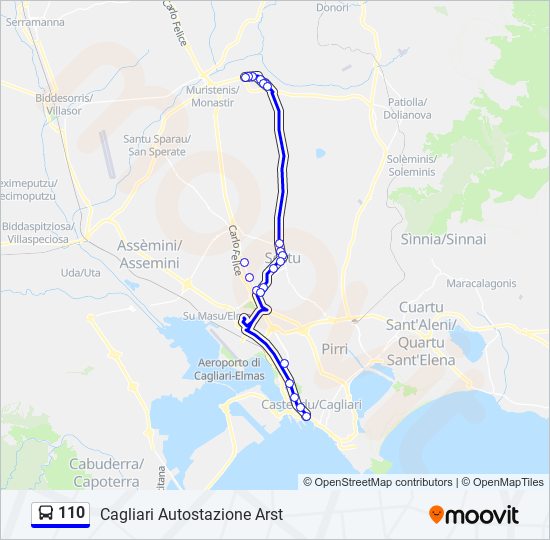 Linea 110: orari, fermate e mappe - Cagliari Autostazione Arst (Aggiornato)