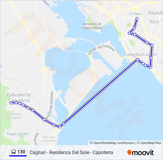 Linea 130: orari, fermate e mappe - Capoterra S.Rosa-Campo Sportivo ...