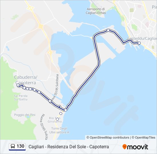 Linea 130: orari, fermate e mappe - Cagliari Autostazione Arst (Aggiornato)