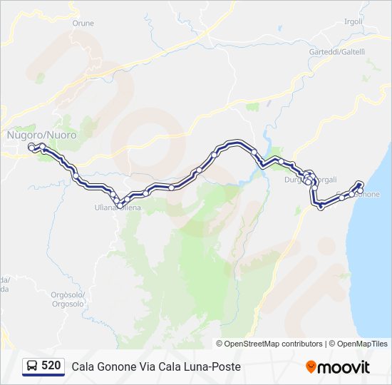 520 Route: Schedules, Stops & Maps - Cala Gonone Via Cala Luna-Poste ...