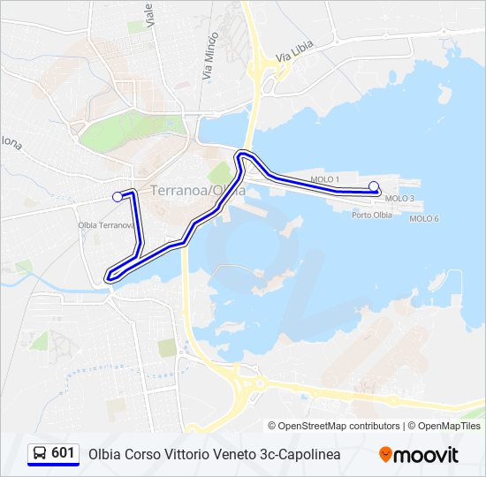 601 Route: Schedules, Stops & Maps - Olbia Corso Vittorio Veneto 3c ...