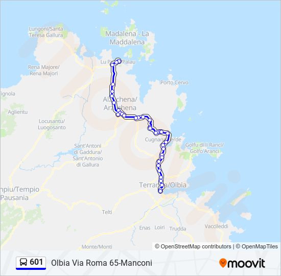 601 Route: Schedules, Stops & Maps - Olbia Via Roma 65-Manconi (Updated)