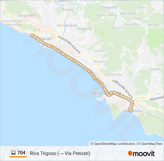 704 Route: Schedules, Stops & Maps - Riva Trigoso (→ Via Previati ...