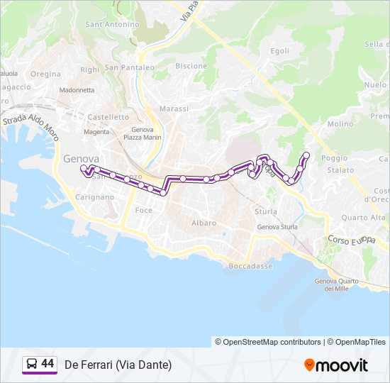Linea 44: orari, fermate e mappe - De Ferrari (Via Dante) (Aggiornato)