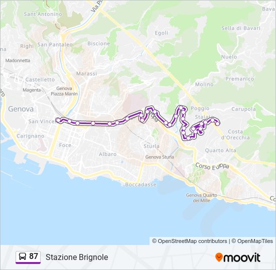 Linea 87: orari, fermate e mappe - Stazione Brignole (Aggiornato)