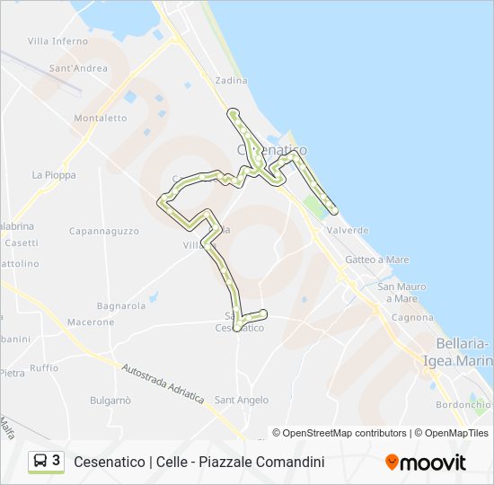 3 Route: Schedules, Stops & Maps - Cesenatico (Ial)‎→Celle (Updated)