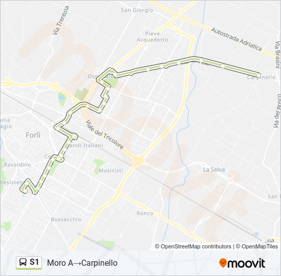 s1 Route: Schedules, Stops & Maps - Moro A‎→Carpinello (Updated)