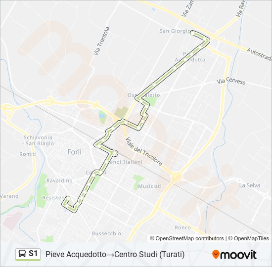 s1 Route: Schedules, Stops & Maps - Pieve Acquedotto‎→Centro Studi ...