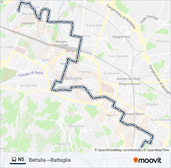 Linea n5: orari, fermate e mappe - Bertalia‎→Battaglia (Aggiornato)