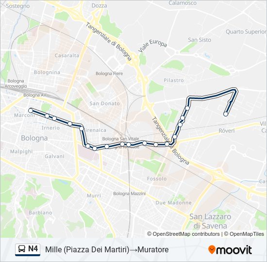 Linea n4: orari, fermate e mappe - Mille (Piazza Dei Martiri)‎→Muratore ...