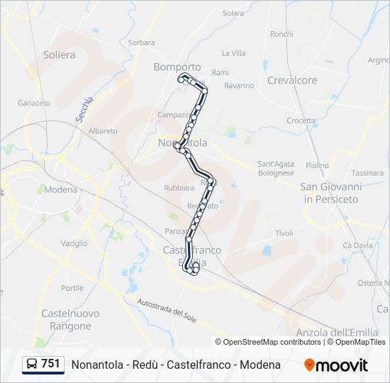 751 Route: Schedules, Stops & Maps - Bomporto‎→Castelfranco FS (Updated)