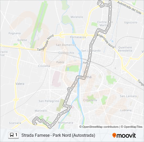 1 Route: Schedules, Stops & Maps - Parcheggio Nord‎→Parma Mia Capolinea (Updated)