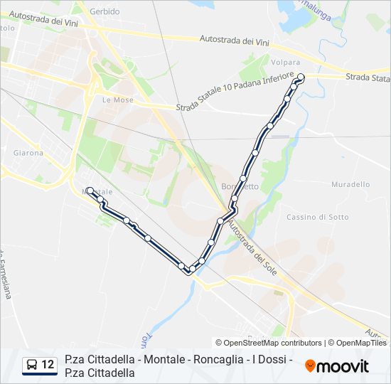 12 Route: Schedules, Stops & Maps - P.Tta Cagnoni-Roncaglia‎→Via E ...
