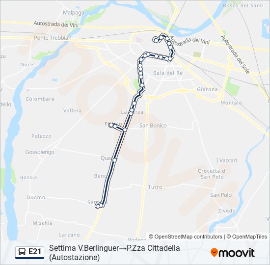 e21 Route: Schedules, Stops & Maps - Settima V.Berlinguer‎→P.Zza ...