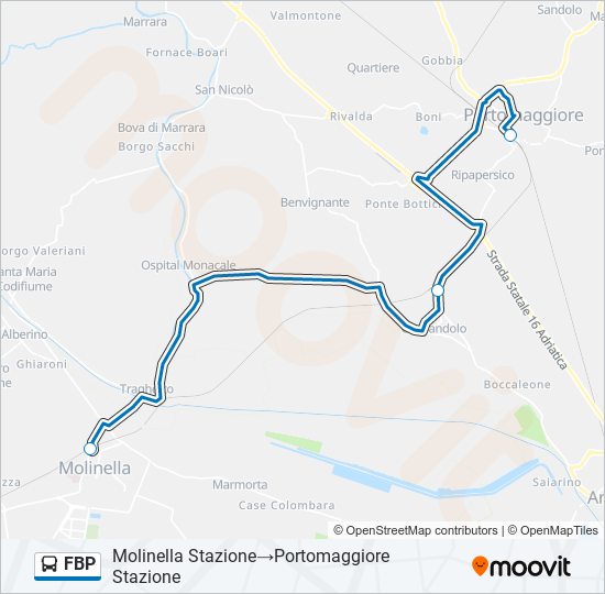 Linea fbp: orari, fermate e mappe - Molinella Stazione‎→Portomaggiore ...