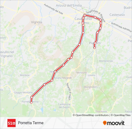 s1 Route: Schedules, Stops & Maps - Porretta Terme (Updated)
