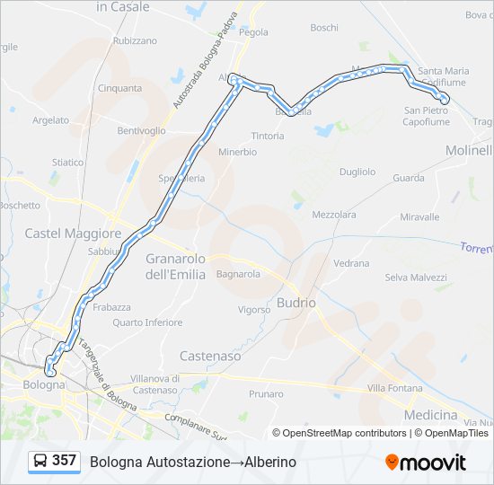Linea 357: orari, fermate e mappe - Bologna Autostazione‎→Alberino ...