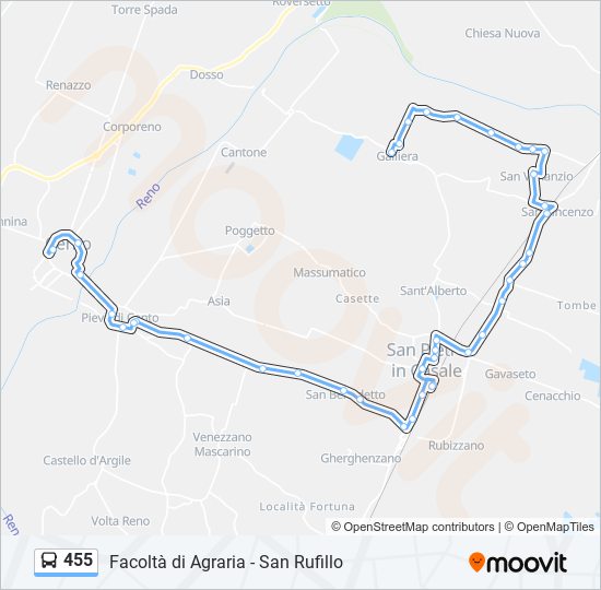 455 Route: Schedules, Stops & Maps - Galliera‎→Cento Autostazione (Updated)