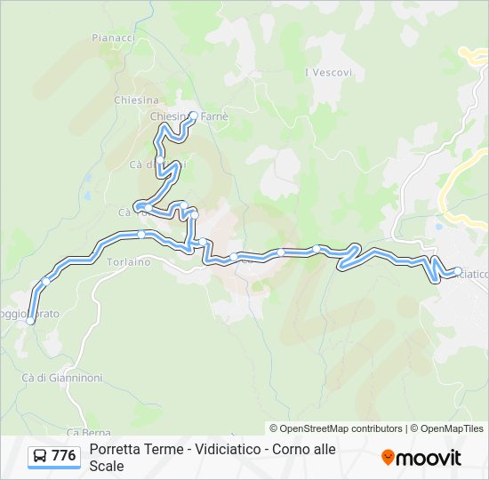 776 Route: Schedules, Stops & Maps - Vidiciatico‎→Chiesina Farne` (Updated)