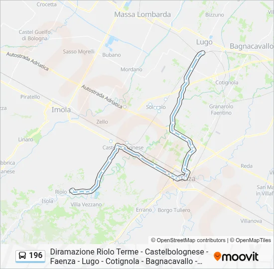196 Route: Schedules, Stops & Maps - Riolo Hospitality Institute‎→Lugo ...
