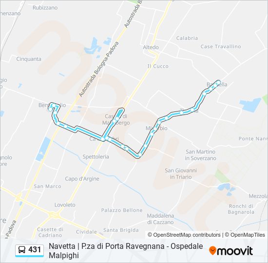 Linea 431: orari, fermate e mappe - Baricella‎→Bentivoglio Ospedale ...